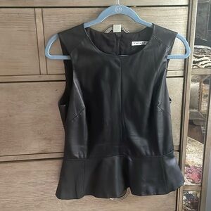 Trina Turk | Tops | Trina Turk Leather Peplum Full Zipper Back Top Size ...